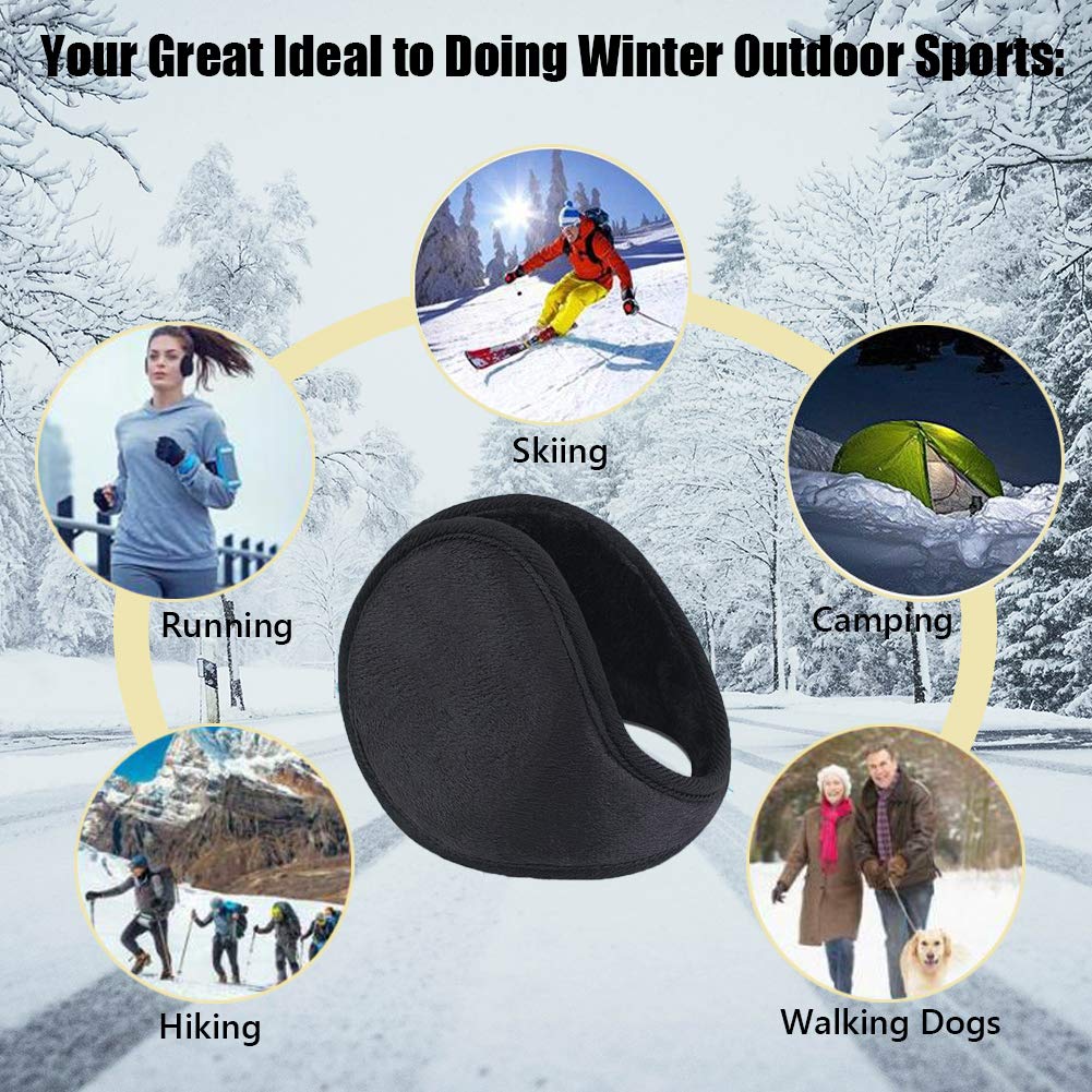 LISM Ear Muffs Winter Women,Upgraded Big Ear Muffs for Winter Men - Plush Ear Warmer Behind head for Outdoor,Black,Large