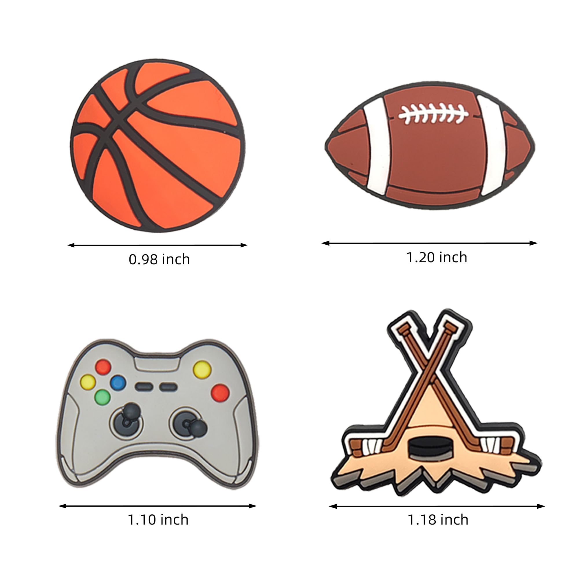 JunxinGYL 25Pcs Shoe Charms for Boys Shoe Decorations Football Basketball Baseball with Buttons for Clog Sandals Birthday Party Gift