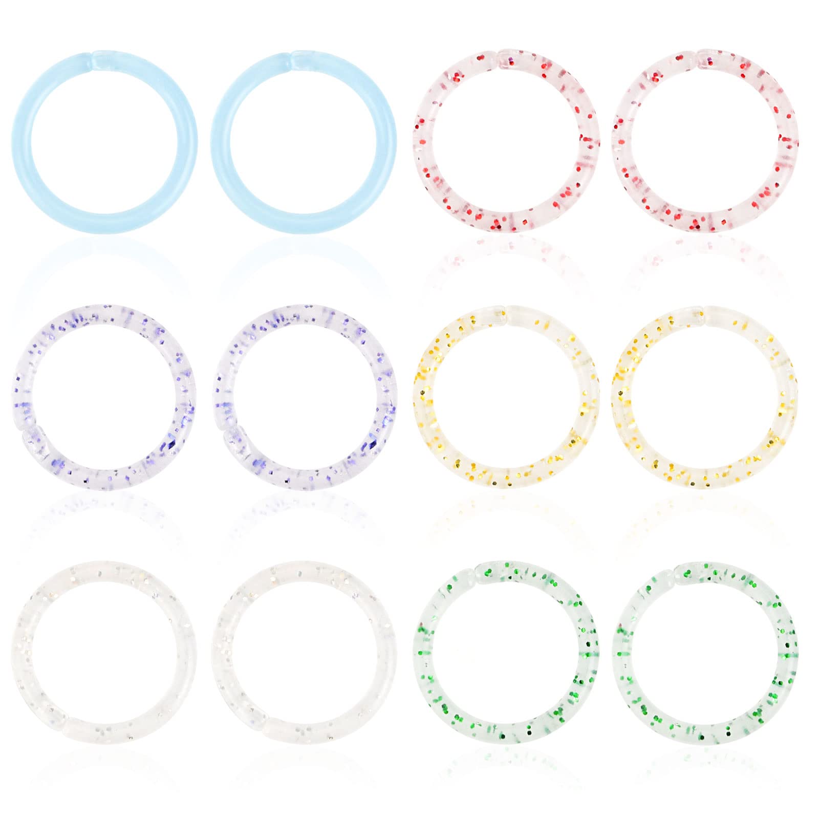 Oyaface 16 PCS 20G(0.8mm) Nose Studs Set Clear Bioflex Retainer Acrylic Earrings S-form Fashion Piercing Jewelry Noserings