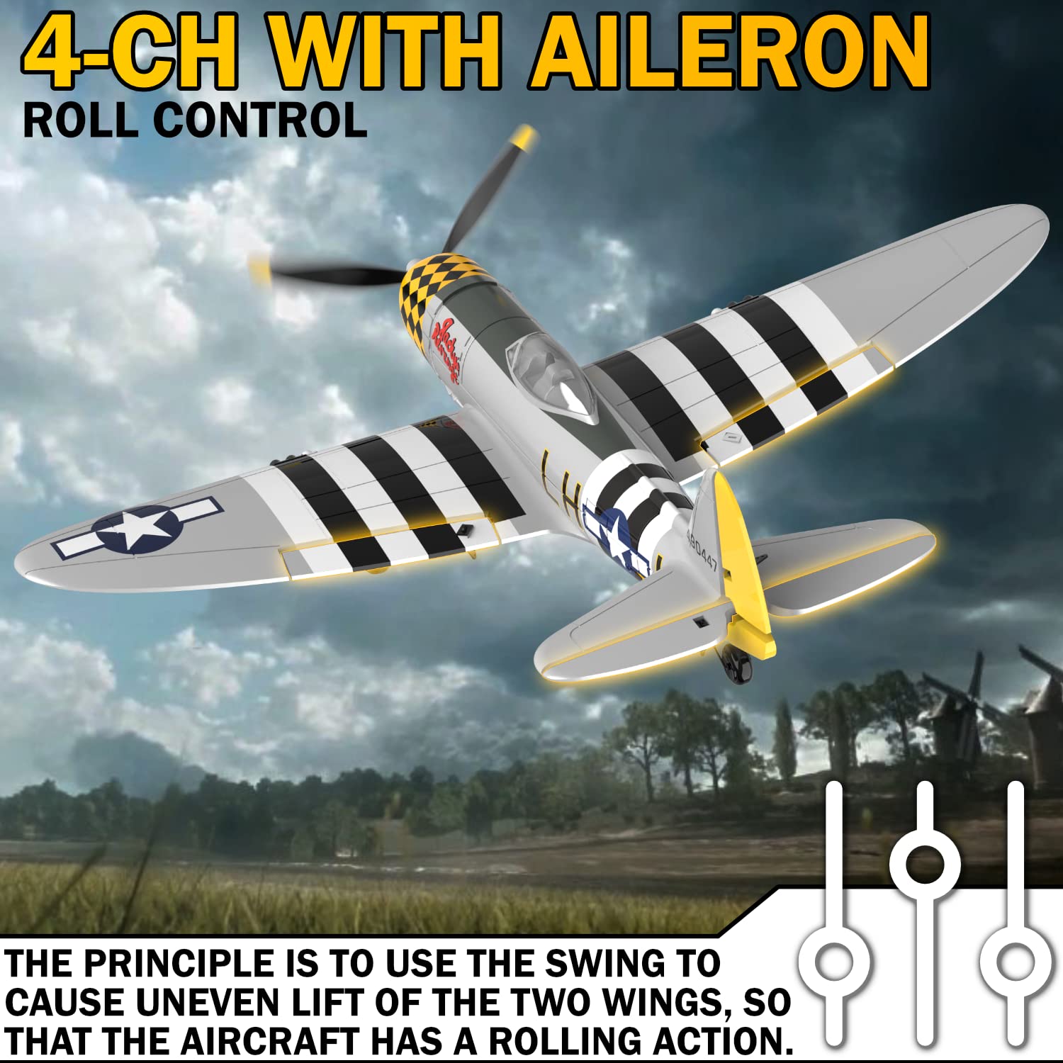LEAMBE RC Plane 4 Channel RC Airplane - Ready to Fly Upgrade P47 Thunderbolt Remote Control Airplane for Beginners Adult with Xpilot Stabilization System & One Key Aerobatic
