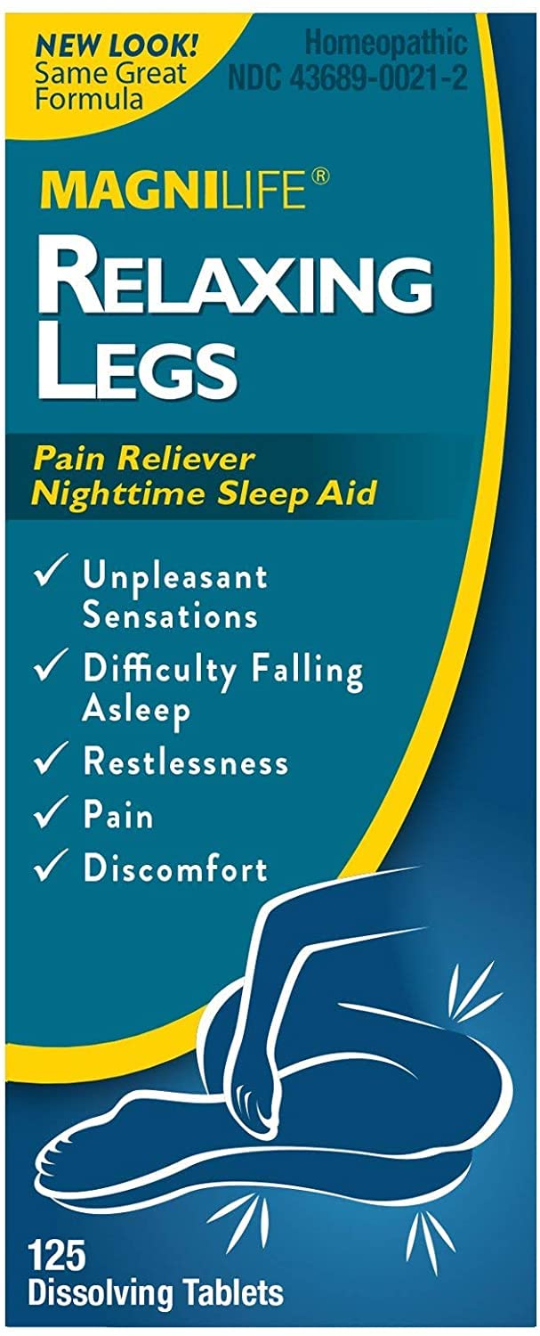 MagniLife Relaxing Legs, Natural Sleep Aid and Pain Reliever, Calms Jerks, Restlessness, and Discomfort - 125 Quick Dissolve Tablets