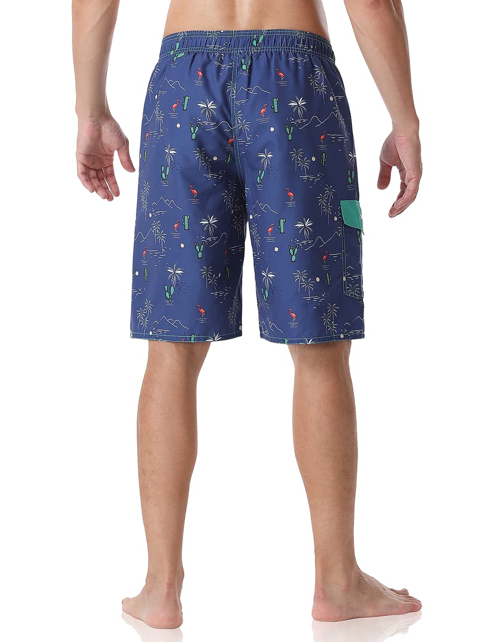 Nonwe Men's Swimming Shorts 9" Breathable Palm Tree Beach Shorts with Lining Blue 40