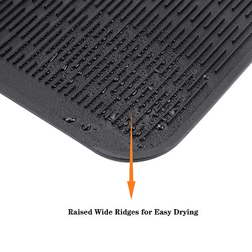 Piduules Eco-friendly Silicone Dish Drying Mat Large Reusable Non-slipping and Heat Resistant Dish Quick Drying Pad, Dishwasher Safe, Black XL 18βx15.8β
