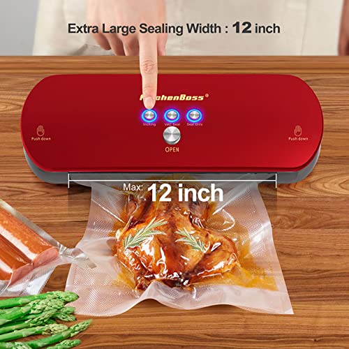 KitchenBoss Food Vacuum Sealer Machine: Vacuum Sealer Machine for Dry and Moist Foods Storage Preservation Automatic Vacuum Sealing Include 5 Pcs Food Vacuum Bags