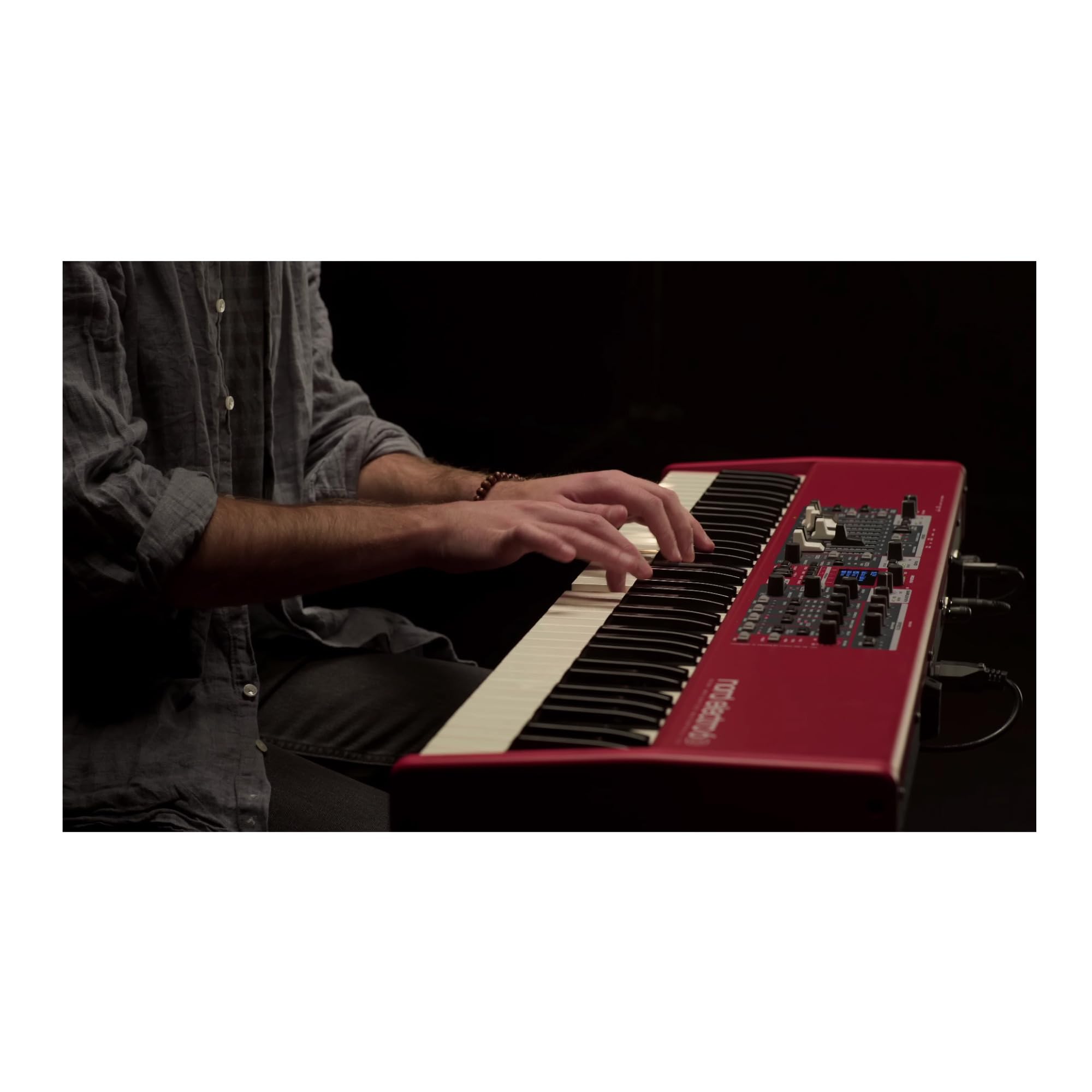 Nord Electro 6D 73 73-Note Semi-Weighted Waterfall Keybed Bundle with Adjustable Keyboard Stand, Adjustable Double X Bench, Sustain Pedal, and Closed-Back Headphones (5 Items)