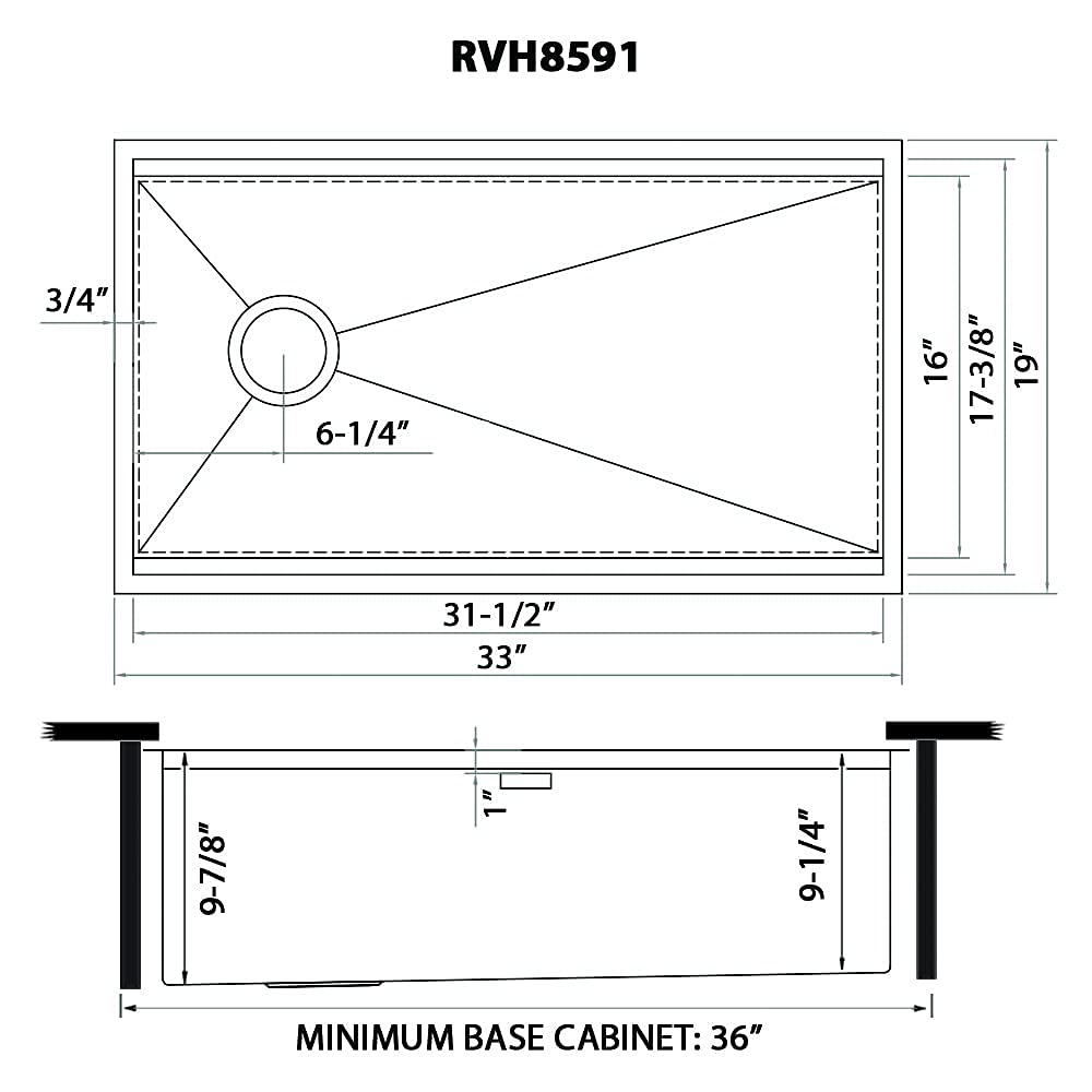 Ruvati 33-inch Workstation Slope Bottom Offset Drain Undermount 16 Gauge Kitchen Sink - RVH8591
