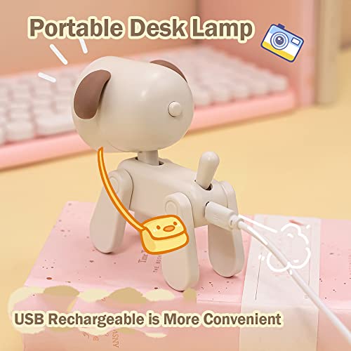 NICE POINT Mini LED Desk Lamp for Kids, Rechargeable Pink Cute Deer Table Night Light Phone Holder,Children Student Foldable Portable Reading Pet Desk Night Light,Adjustable Animal Night Lamp.