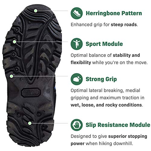 Nord Trail Mt. Hunter Kids Hiking Boots - Black & Royal Blue Suede Shoe - 1