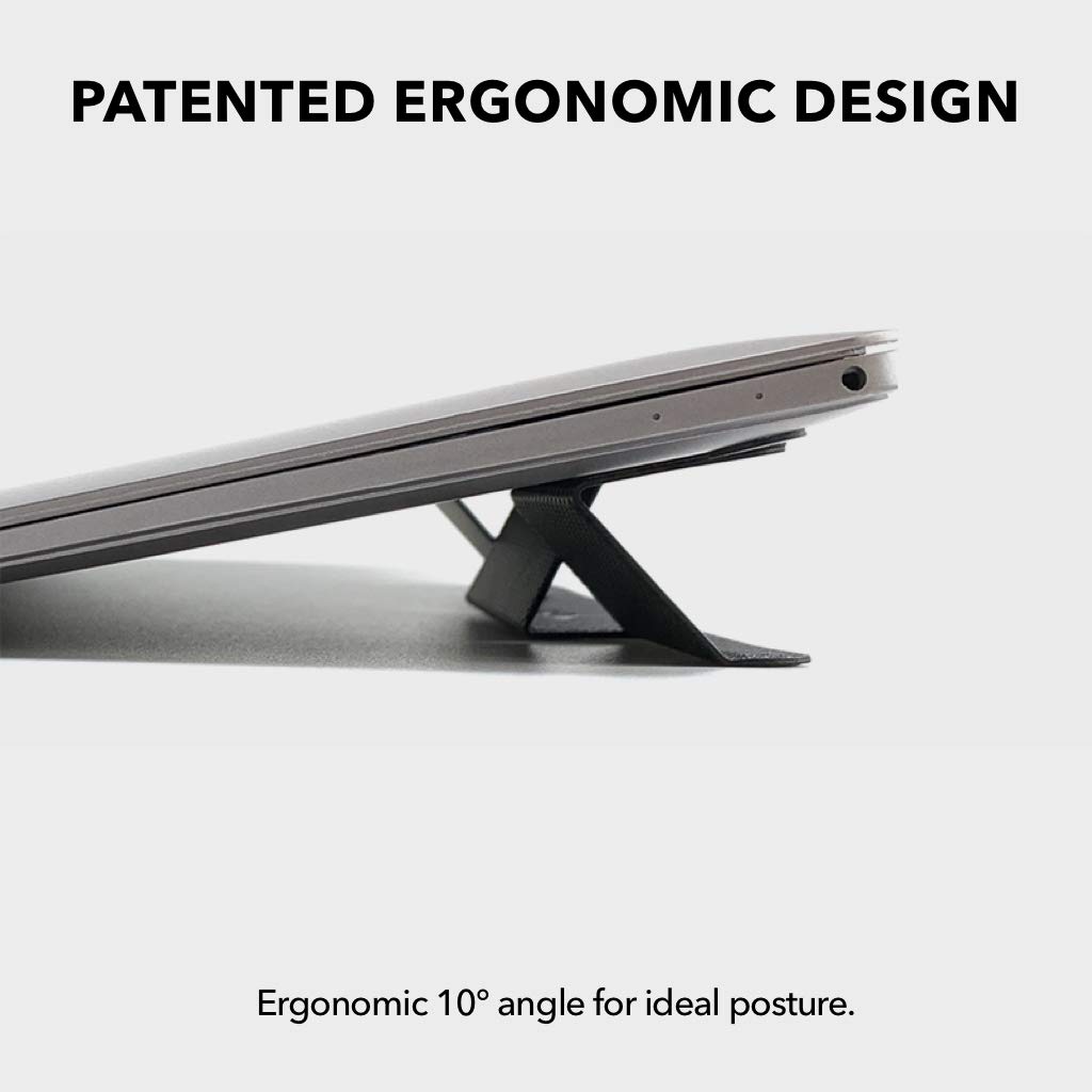 MOFT Compact Adhesive Laptop Stand 2” Elevation for Typing Ergonomics, Fits Laptops Without Bottom Vents, Repositionable Residue-Free Computer Desk Stand,Grey