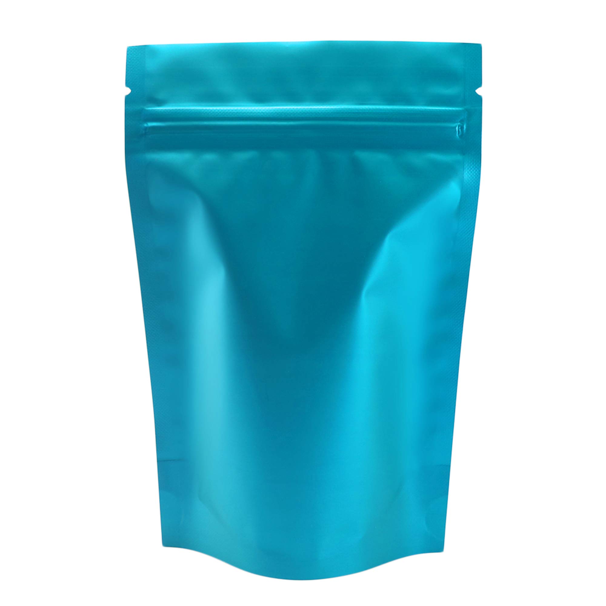QQ Studio Single-Sided Matte Metallized Foil Stand Up Packaging Bags with Resealable for Dry Pasta Products (Frosted Front & Matte Blue, 10x15cm (3.9x5.9"))