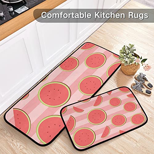 Pieces Watermelons Kitchen Rugs and Mats Set 2 Piece Non Slip Washable Runner Rug Set of 2 for Kitchen Floor Home Sink Ladunry Office