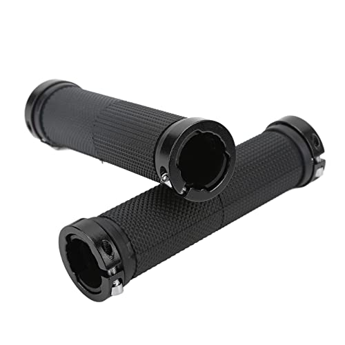 Mountain Bike Handle Bar Cover, Dustproof Bicycle Rubber Handle Bar Grips Aluminum Lock Loop Waterproof for Bike(Black)