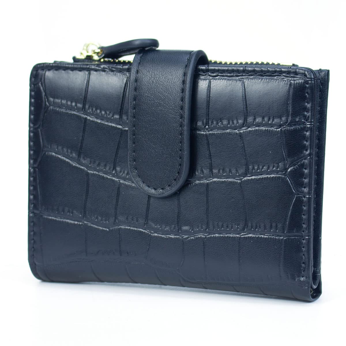 SUMGOGO Small Wallets for Women Credit Card Holder Wallet Leather Slim Bifold Zip Pocket Coin Purse (Black)
