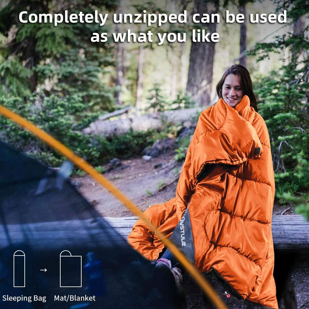 OUSUTLE Double Sleeping Bag for Adults, 2 Person Sleeping Bag with 2 Pillows for Backpacking Camping Hiking, Queen Size Cold Weather Sleeping Bag for Couples & Family Traveling