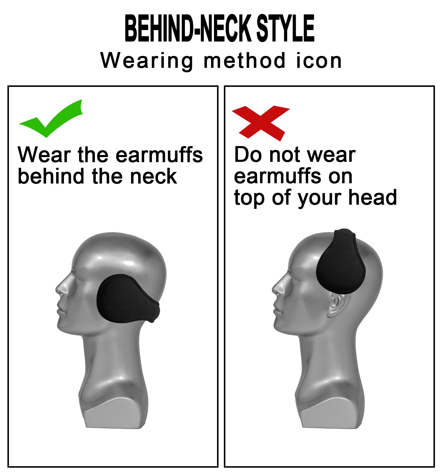 sazujinwu Winter Earmuffs for Men Unisex Fold Fleece Ear Muffs Women`s Ear Warmer Back Neck Earmuff