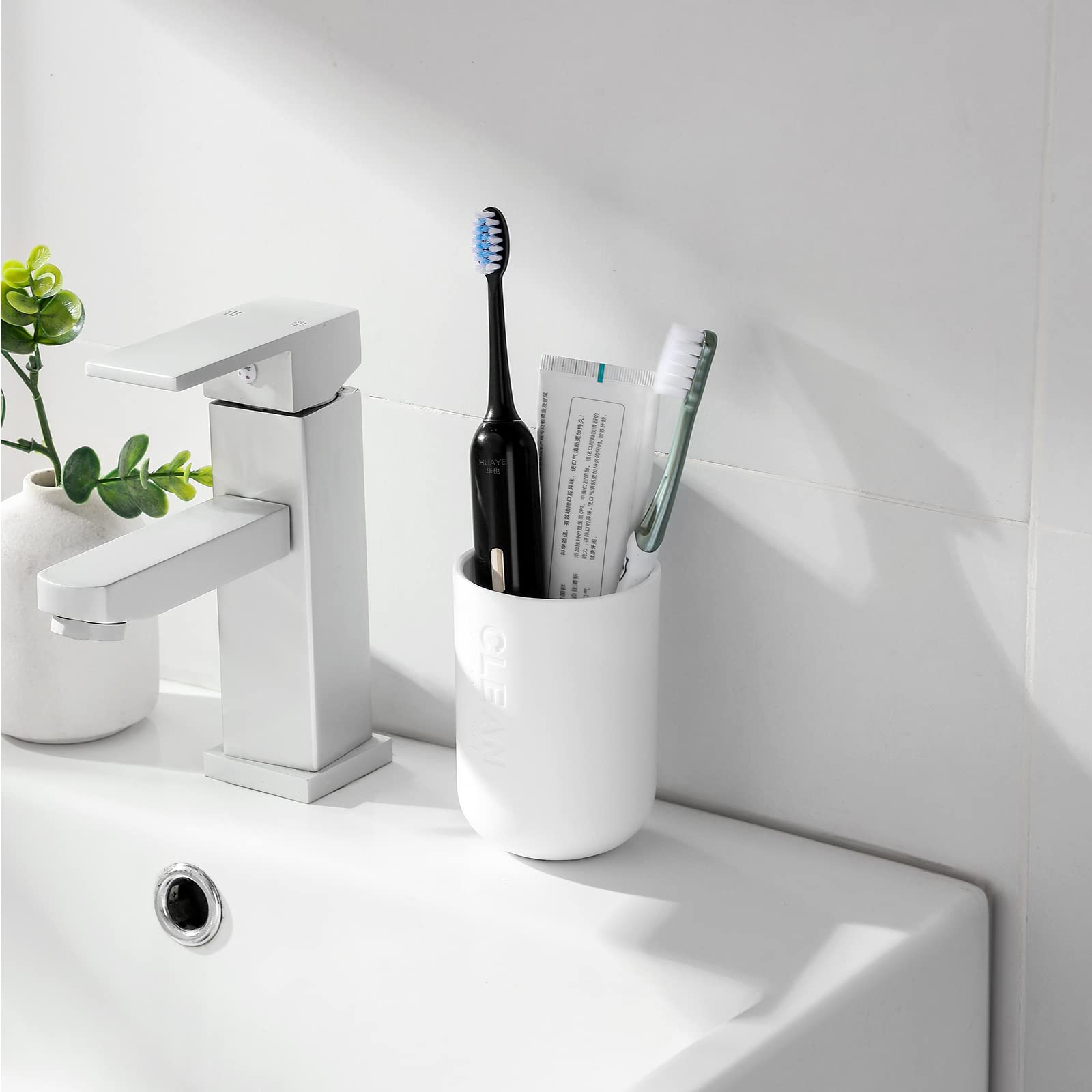 Toothbrush Holders Thick Electric Toothbrush Cup Storage Organizer Holder for Bathroom Countertop - Toothpaste, Floss, Razo, Beauty Accessories, Toiletries Dispensers, White