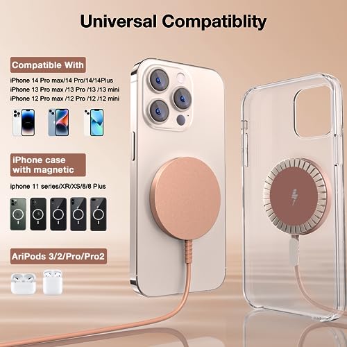 Magnetic Wireless Charger for iPhone: Mag Safe Charger Fast Purple Charging Pad 2 Pack Compatible with iPhone 15 14 13 12 Pro Max Plus & Airpods 2 3 Pro (No Adapter)