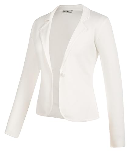Women Sweater Blazer Jackets Casual Knit Open Front Business Cardigans for Women Blazer Lightweight White L