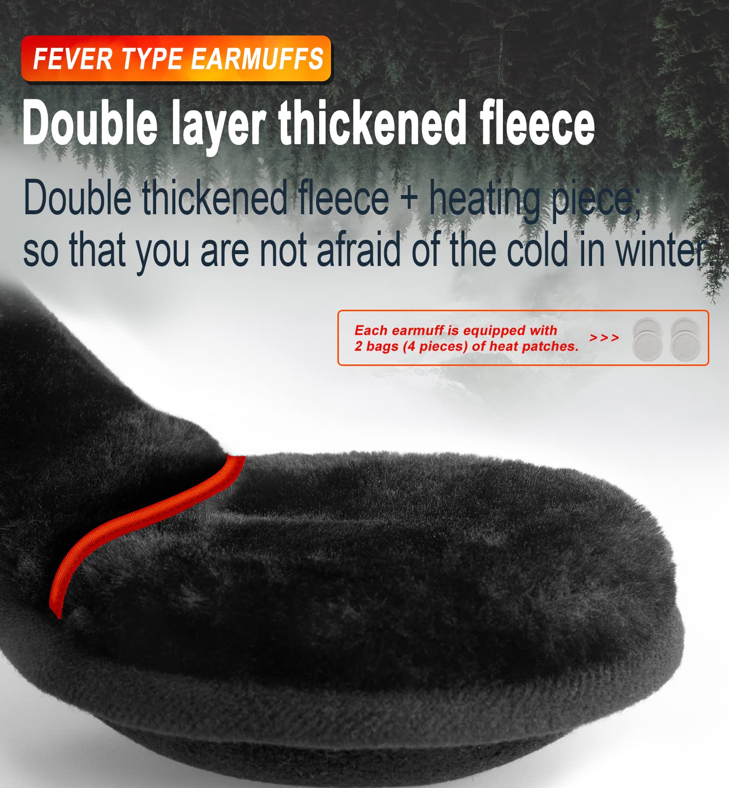sazujinwu Winter Men's Earmuffs with Heating Compartment Fold Fleece Ear Muffs Women`s Ear Warmers Back Neck Earmuff Black