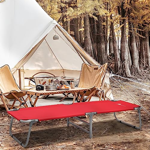 Magshion Portable Military Fold Up Camping Bed Cot with Storage Bag, Red, 37 x 26 x 5 inches (VE-COT-RD-D)