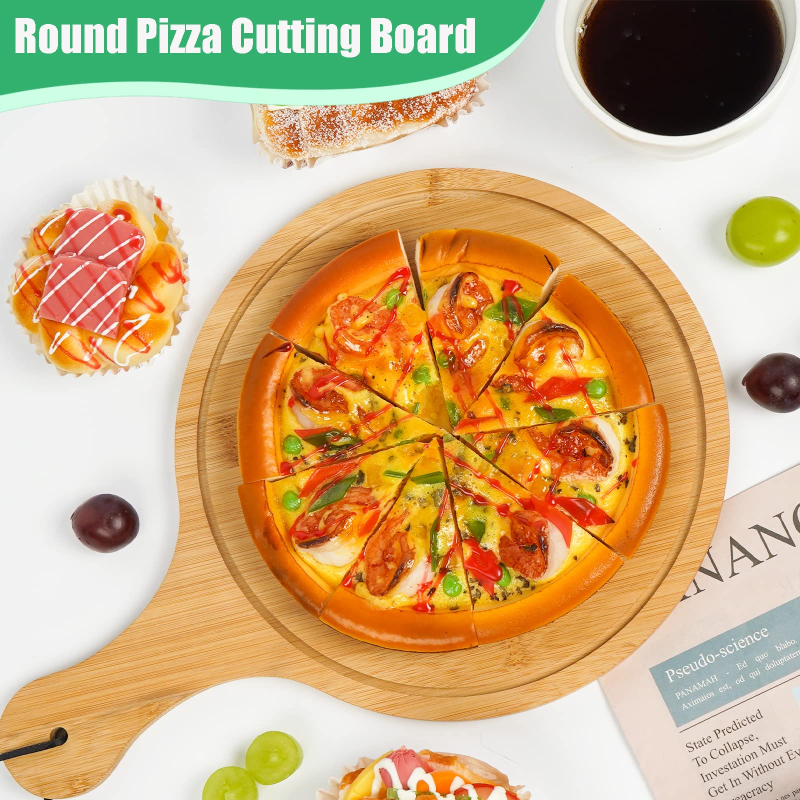 Ricawa Wood Cutting Board Set 3PCS, Kitchen Bamboo Cutting Board, Chopping Board with Juice Groove and Handle – Wood Serving Tray for Meet, Bread, Pizza, Cheese, Fruit &Vegetables(3 Pack, 3 Style)