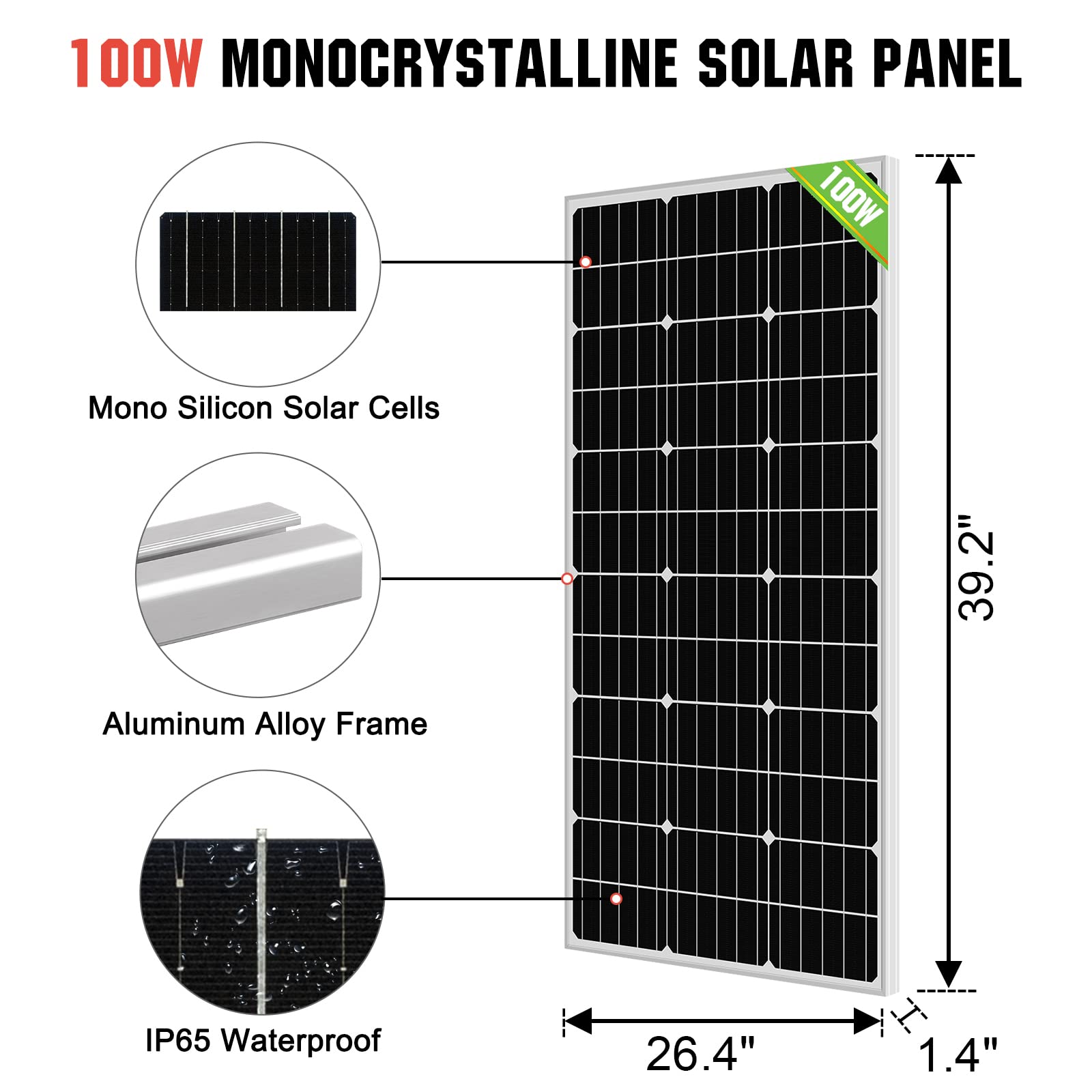 Pumplus 100 Watt Solar Powered Attic Fan System, Ventilator Gable Roof Vent Fan+100W Solar Panel, for Attic or Greenhouse (DELIVERY in 2 Packages)…