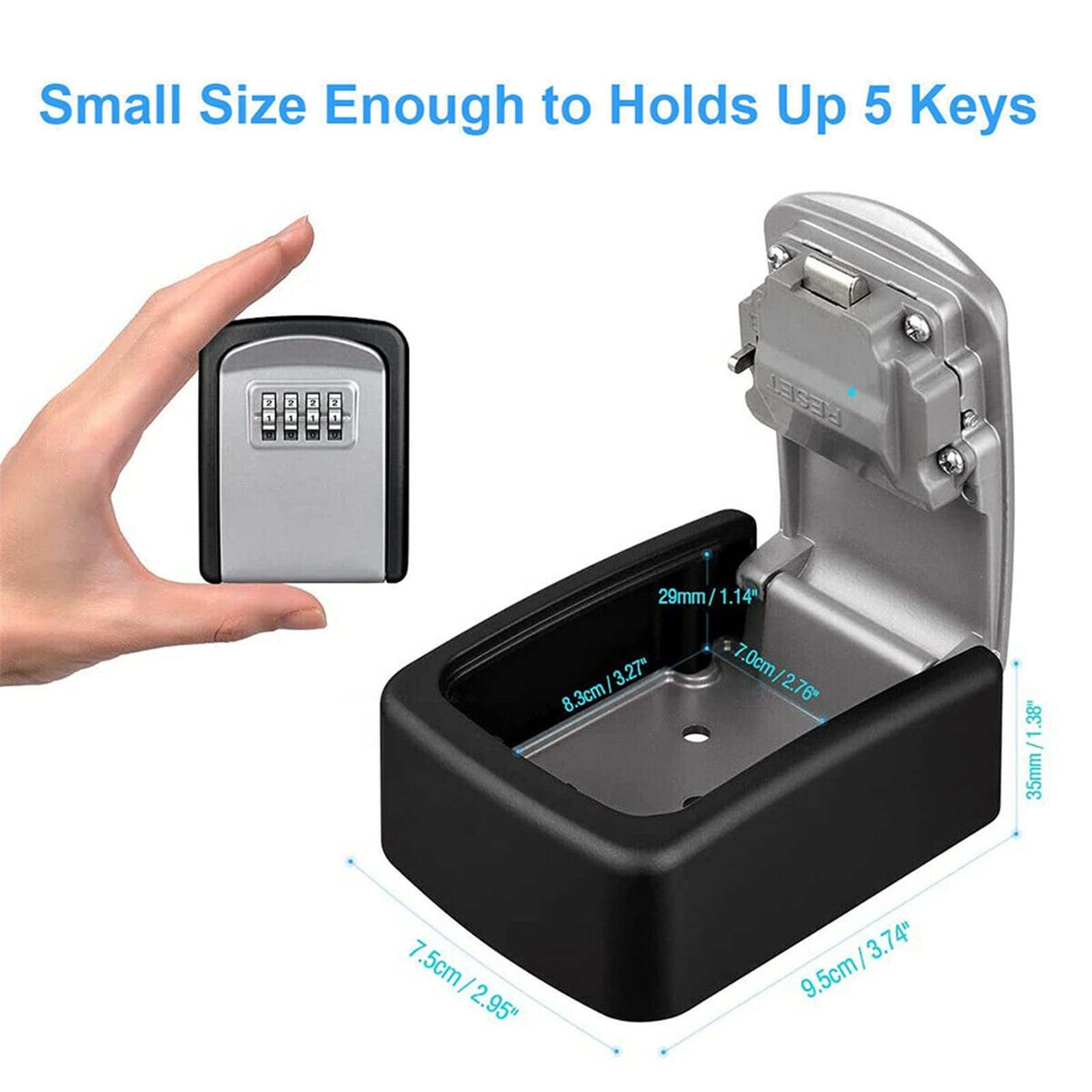 RORUN Small Safe Wall Mount Key Storage Secret Box Organizer 4 Digit Combination Password Security Protection Anti-Theft Residence Key Safe Box