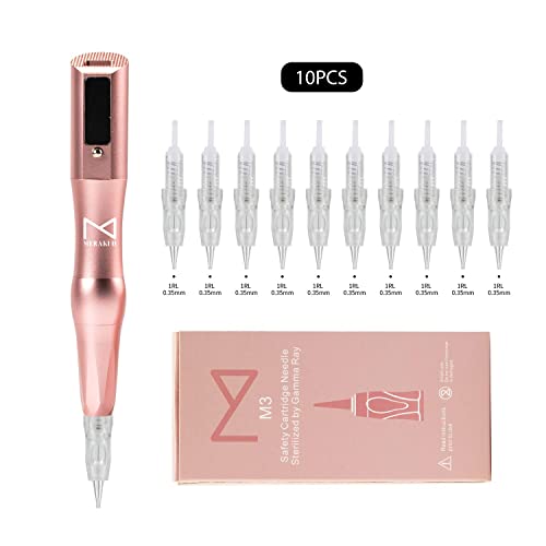 MERAKI II Professional Wireless Permanent Makeup Machine Tattoo Kit - 5 Speeds - Rechargeable Battery - Powder Brows, Lip Blushing (Machine, Meraki II - Pink)