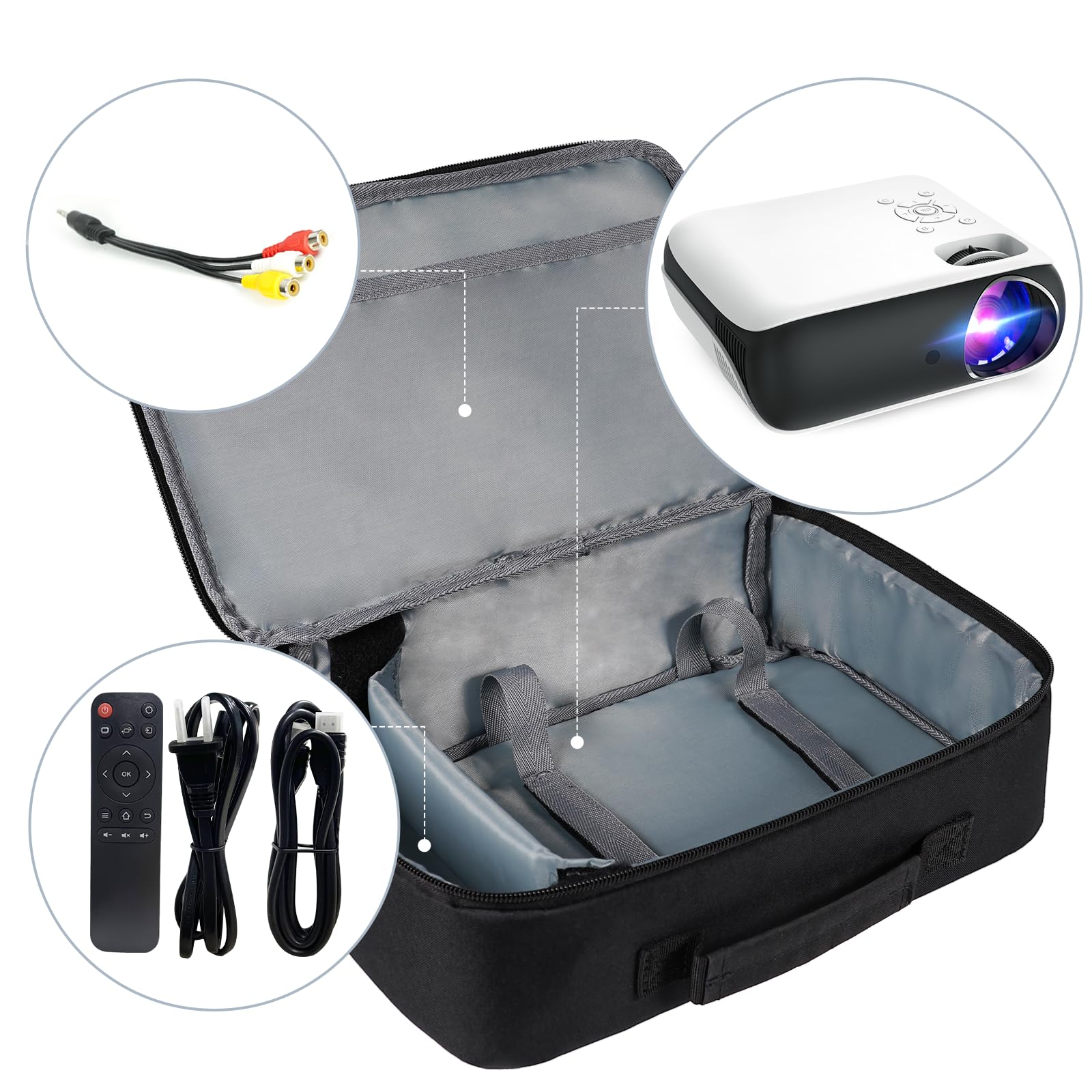 NICPOW Projector Carrying Case, 12.8"x8"x3.6" Projector Bag, Mini Projector Carrying Bag Compatible with RD850 and More Movie Projector, Scratch Resistant, Black