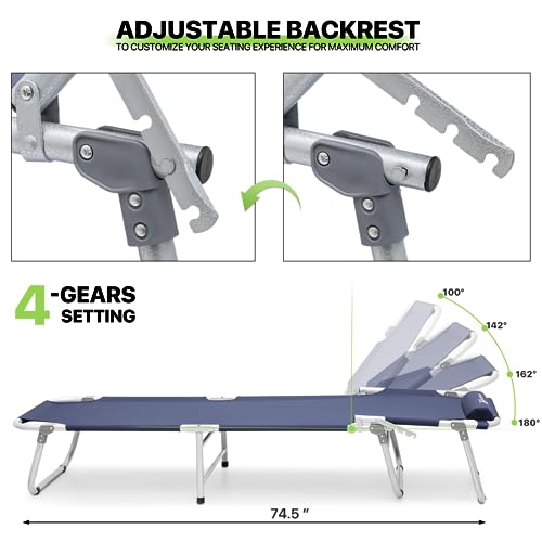 Magshion Ultralight Folding Tent Camping Cot Bed with Pillow Portable Design Comfort Small Collapsing Sleeping Bed Outdoor Traveling Picnic for Adults, Navy