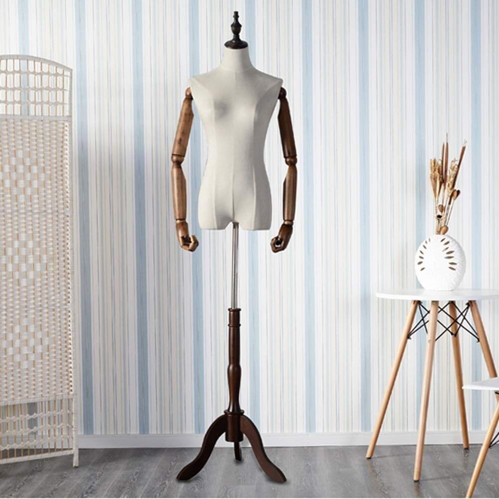 Mannequin Torso Mannequin Dress Form Torso Female Tailors Dummy Dressmakers Dummies Fashion Students Display Bust with Solid Wood Arm Flexible Adjustment for Apparel Jewe