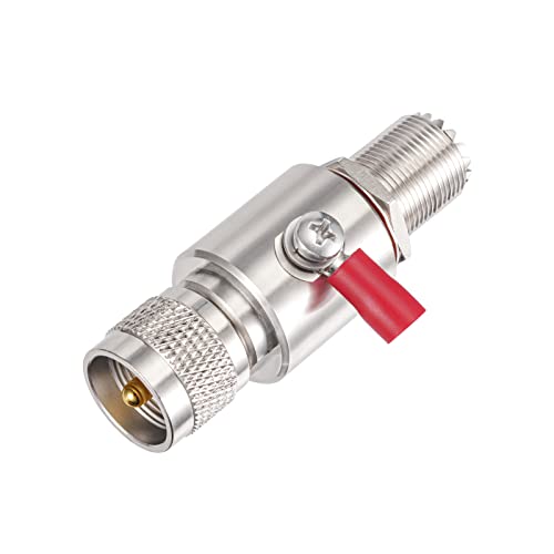 Superbat UHF Lightning Arrestor PL-259 (UHF Male) to SO239 (UHF Female) Lightning Surge Protector for Coaxial CB Ham Radio Antenna Switch Dummy Load etc.