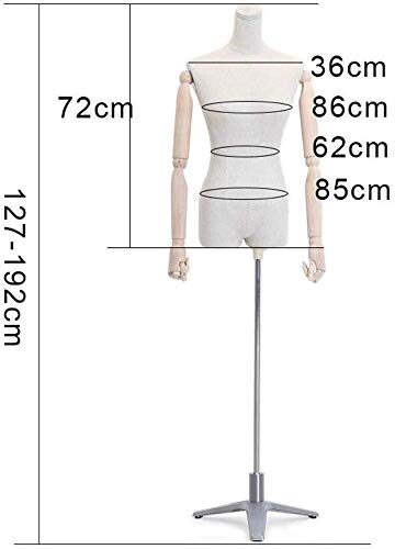 Mannequin Torso Mannequin Dress Form Torso Female Tailors Dummy Mannequin Dressmakers Dummies Fashion Students Display Bust with Wood Arm Flexible Change Suitable for Clo