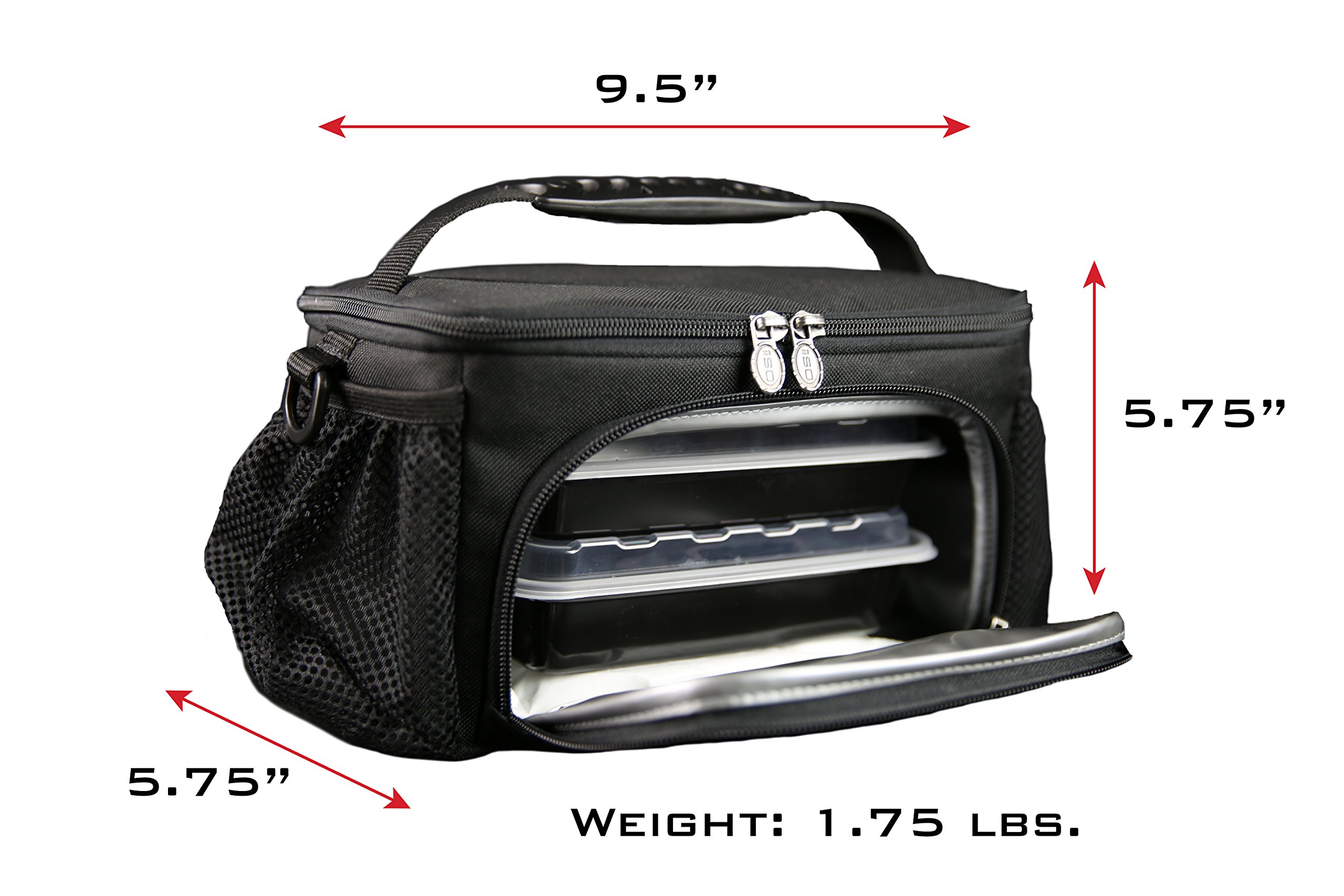 Small Meal Prep Lunch Bag ISOMINI 2 Meal Insulated Lunch Bag Cooler with 4 Stackable/Reusable Meal Prep Containers, 1 Ice Pack ISOBRICK, and 1 Shoulder Strap - Made in USA (Marine Woodland)