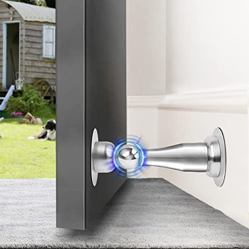 Magnetic Door Stop, Direct mounting Without Turning Holes,Magnetic Door Stoppers for Bottom of Door, Protect The Door from Collision When Opened (Silver 1)