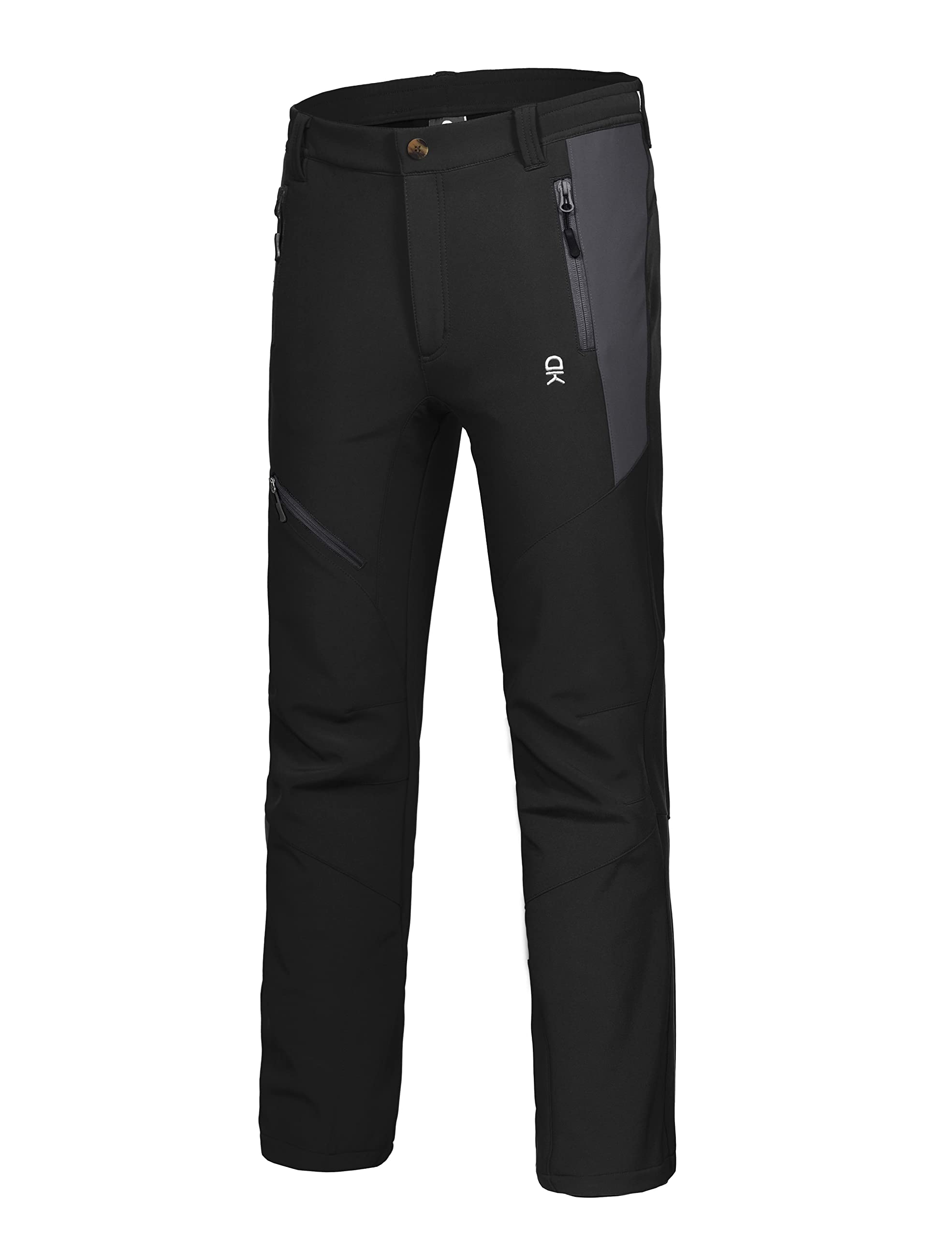 Little Donkey Andy Men’s Winter Hiking Ski Snow Pants, Softshell Insulated Pants, Fleece Lined, Water Repellant Black Size XXL