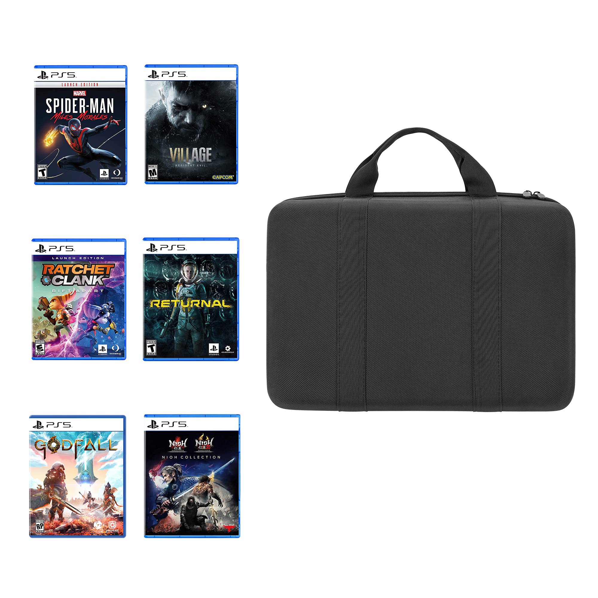 RHCOM Sturdy Material Carrying Case Compatible with Playstation 5 and PS5 Digital Edition,Playstation Controller, PS5 Games, Gaming Headset, and Gaming Accessories(Only case)
