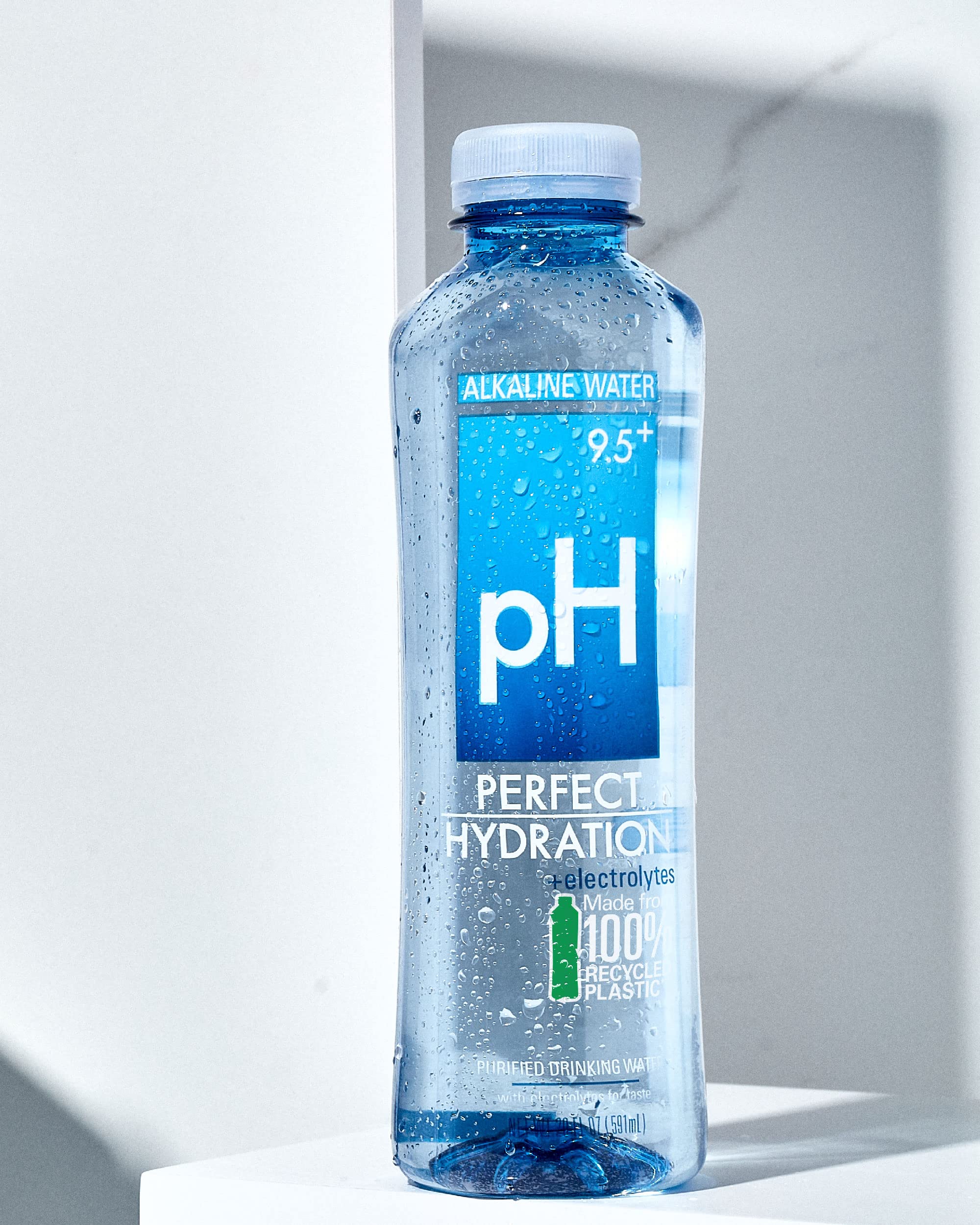 Perfect Hydration 9.5+ pH Alkaline Drinking Water 100% Recycled Bottles Electrolyte Minerals for Taste 24 pack - 20 oz