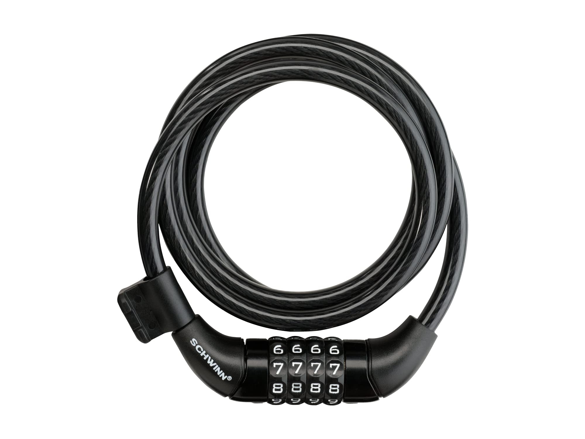 Schwinn Combination Bike Lock in Steel Cable, 6 feet x 10 mm Anti Theft Bicycle Lock, Black, Security Level 2