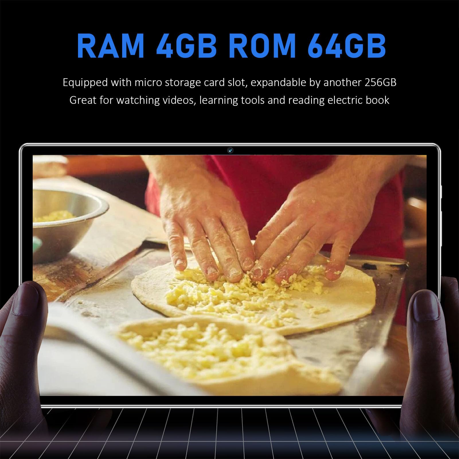 Luqeeg HD Tablet, 3 Card Slots 5G WiFi Octa Core CPU 10.1in FHD 4GB 64GB Memory Office Tablet with Keyboard and Mouse for School (#4)