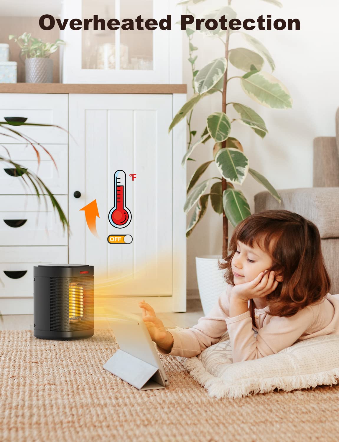 Space Heater, 500W Small Space Heater for Indoor Use, Ceramic Personal Heater with Overheating & Tip-Over Protection, Mini Quiet Desk Heater for Home Office Bedroom