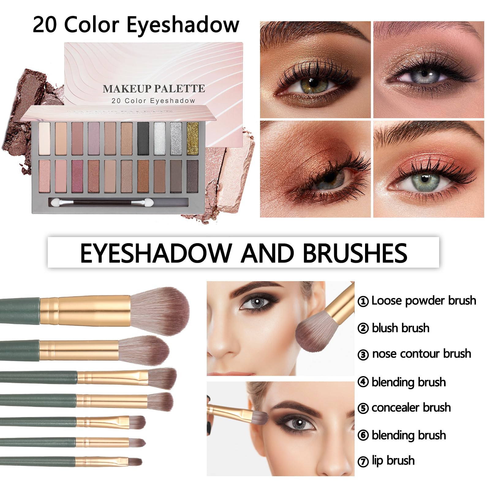 Makeup Gift Set for Teens and Women - Full Kit With Eyeshadow, Foundation, Mascara, Contour, Lipgloss, and Cosmetic Bag
