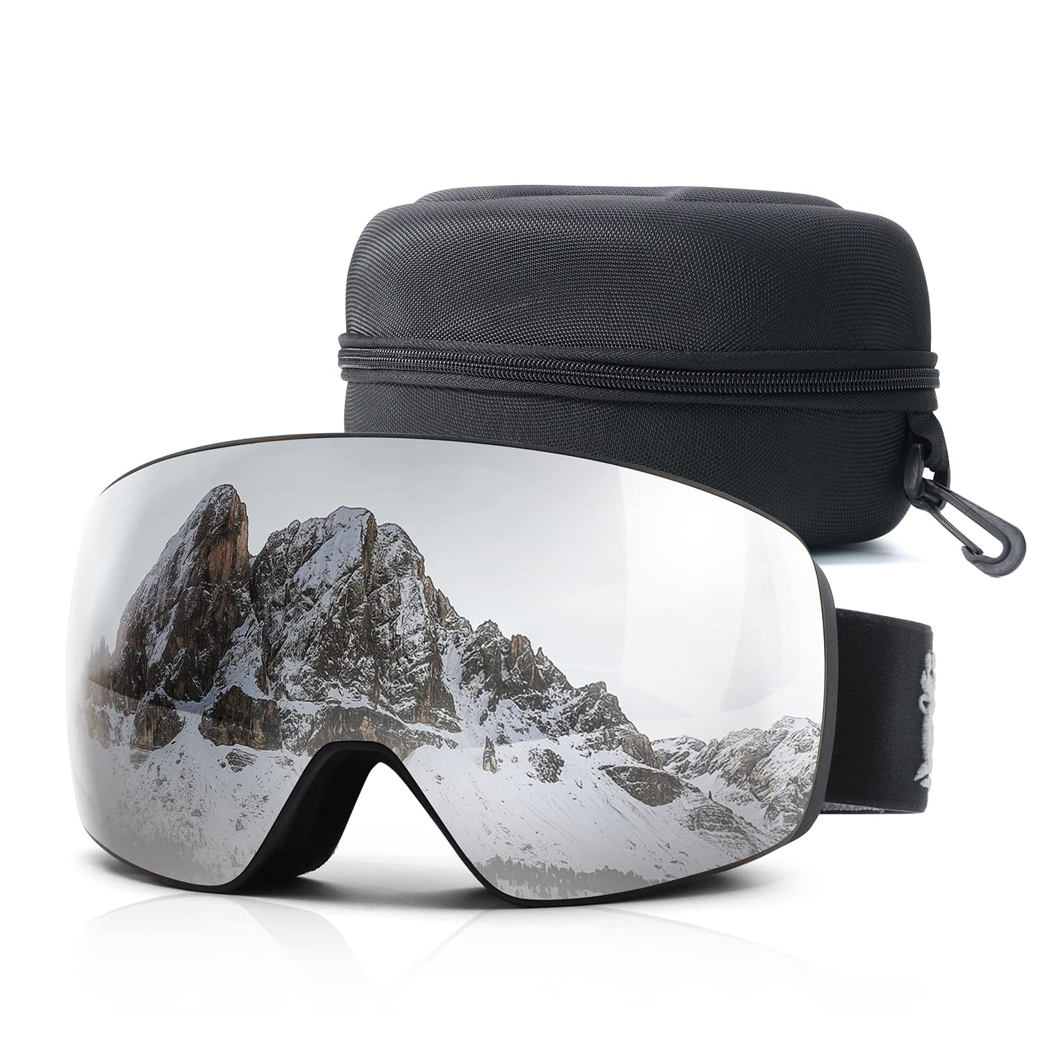 Super Penguin Ski Goggles Magnetic Lens & Replacement Lens, Double Spherical OTG Design Snow Goggles Anti-fog UV Protection