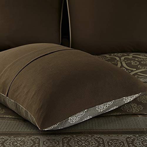 Madison Park - MPE10-796 Essentials Zara 16 Piece Jacquard Complete Bedding 2 Sheet Sets, King, Brown