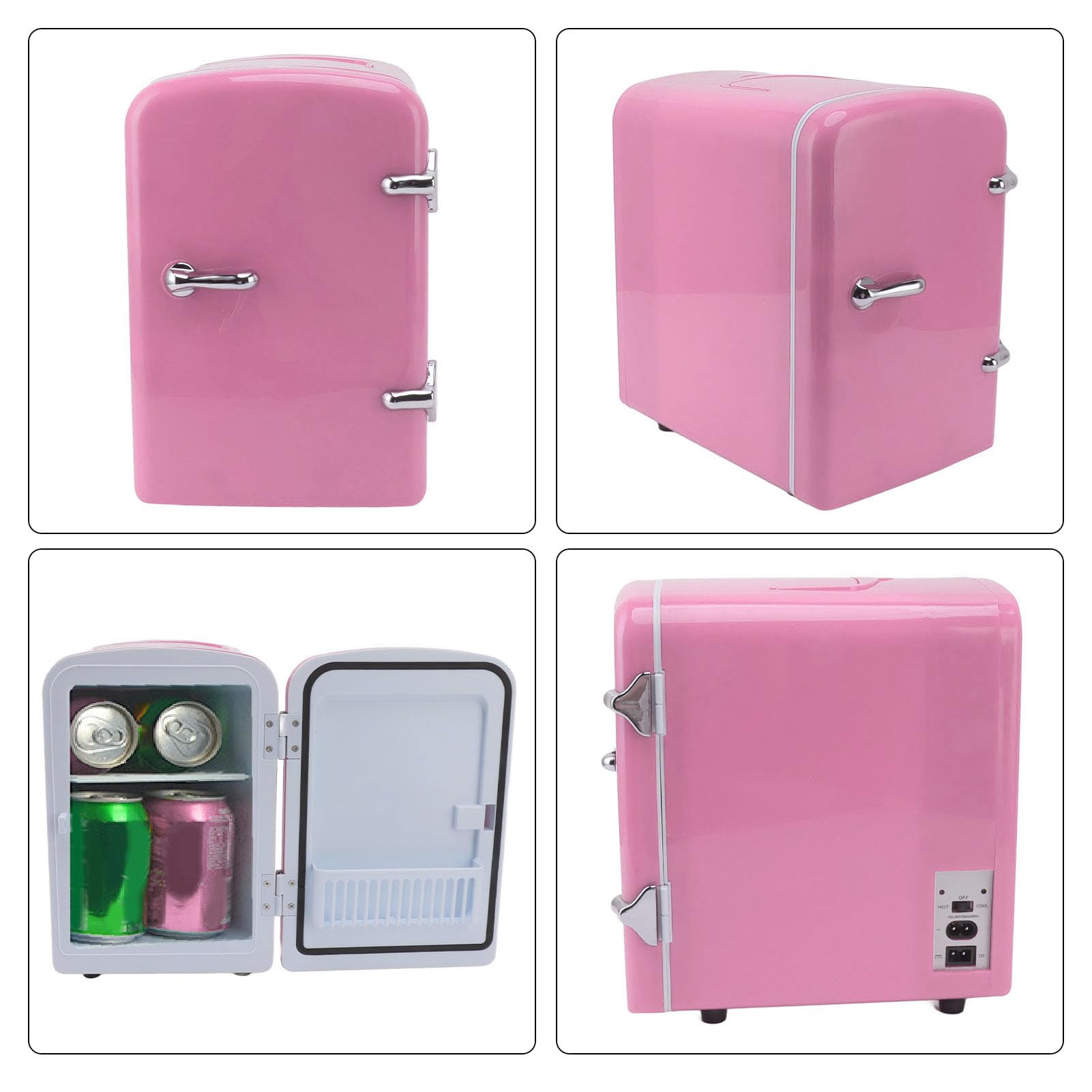 Luqeeg Mini Beauty Fridge, 4L Portable Refrigerator, Cooler Warmer Personal Refrigerator Desktop Accessory for Home Office Dorm Travel for Skin Care Beverage Medications, DC 12V Car Plug (US Plug)