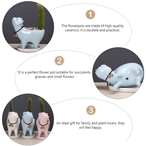 Vaguelly Succulent Pots Ceramic Planter Cat Ceramic Flowerpot Ceramics Plant Decorations Succulents Flower Pot Ceramic Succulent Planter Pots