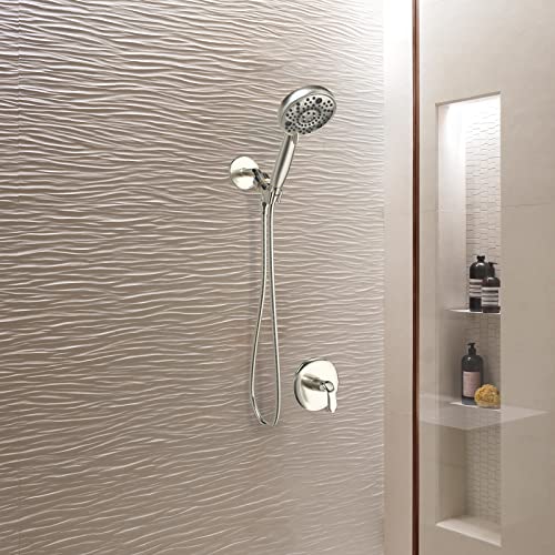 Vantency Brushed Nickel 8 Function Handheld Shower Head with 71 Inches Shower Hose, Modern Style, Easy Installation