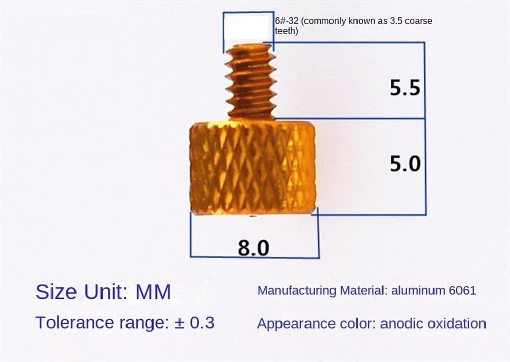 Screw 32 * 5/6mm Aluminum Alloy Computer Graphics Card Fixed Hand Screw Aircraft Model Chassis Screw Side Plate Hard Drive Screw (Color : Light Green)