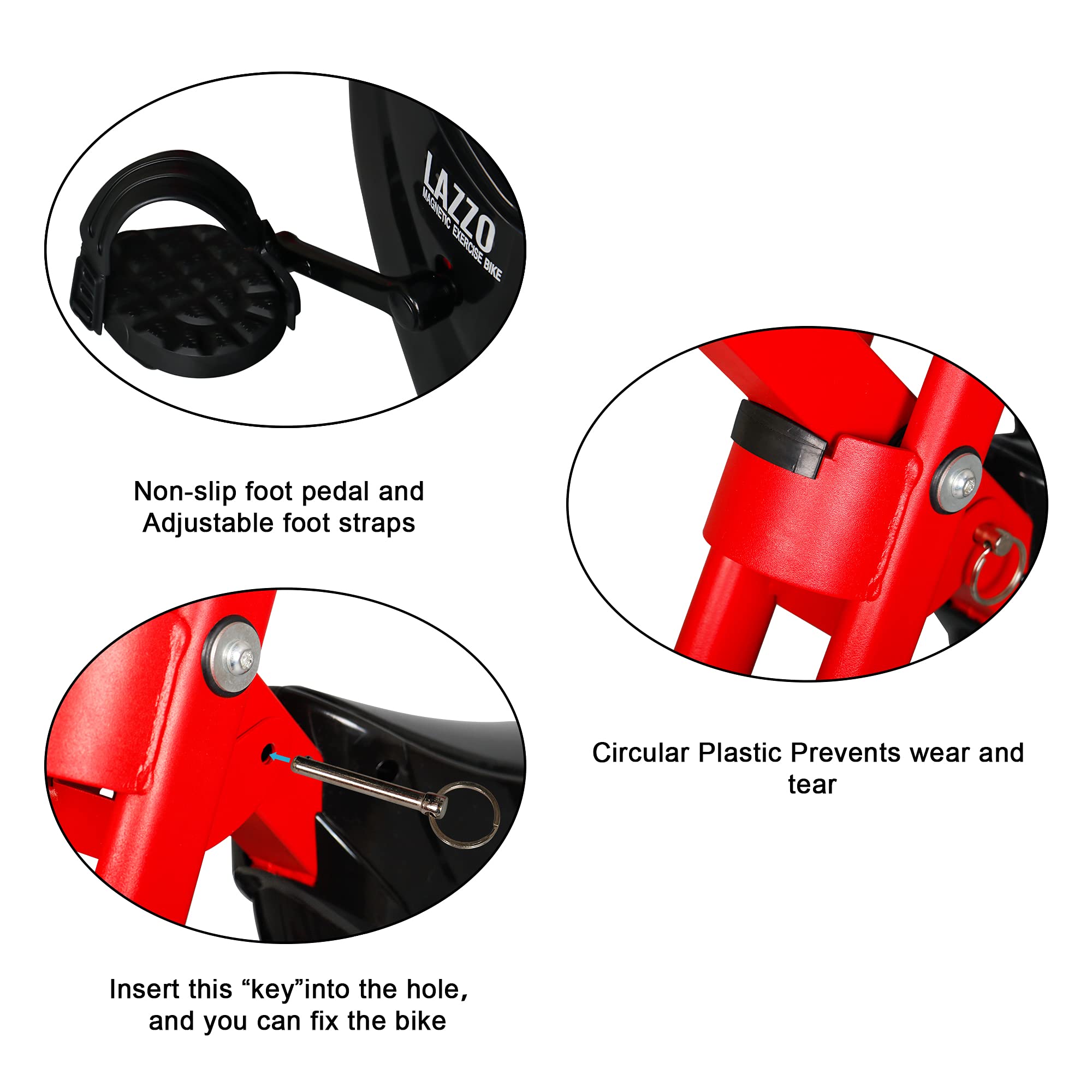 LAZZO Indoor Folding Magnetic Slim Exercise Bike| Bundle Includes Larger Soft seat,8-Levels Adjustable Resistance,Perfect for Home Use| Bear 250 lbs