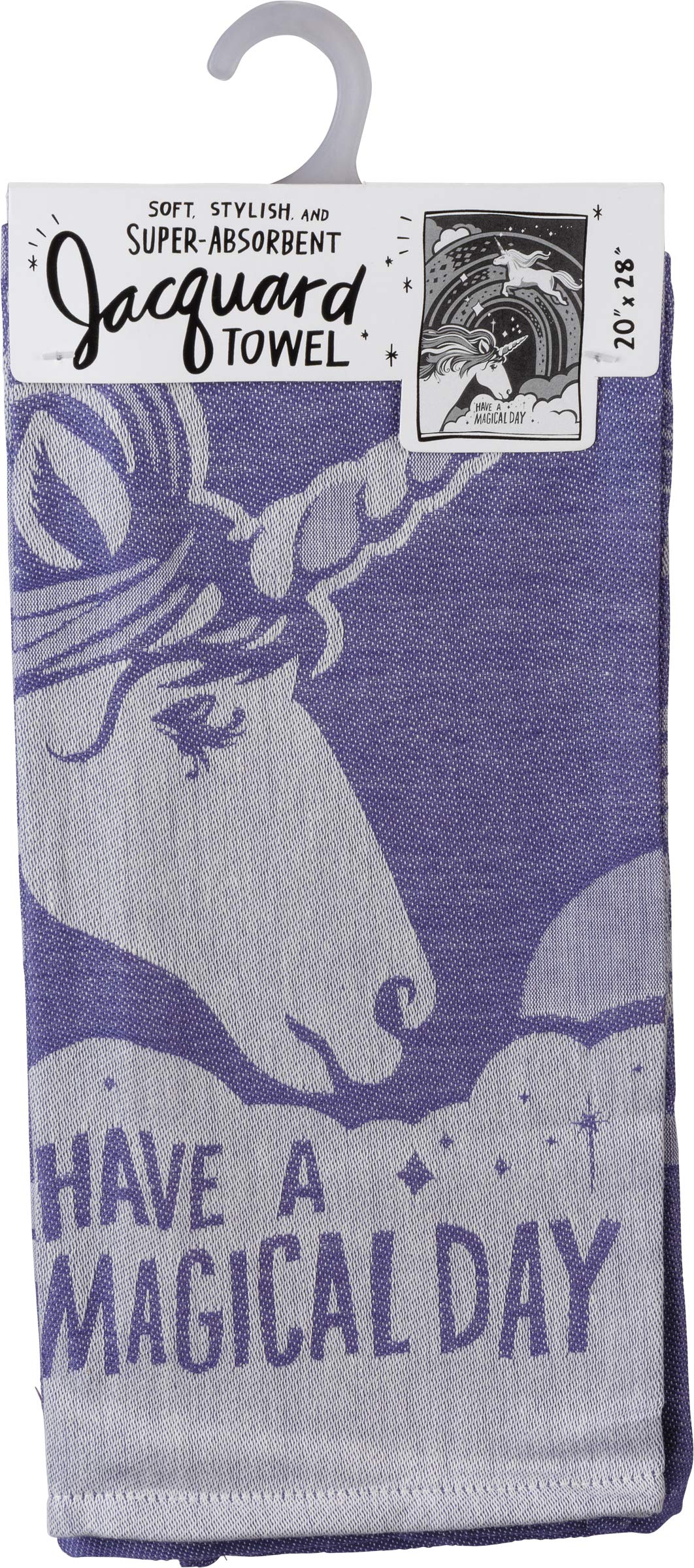 Primitives by Kathy Unicorn Dish Towel - Have a Magical Day - Soft and Absorbent Woven Cotton Jacquard Kitchen Towel, 20" x 28"